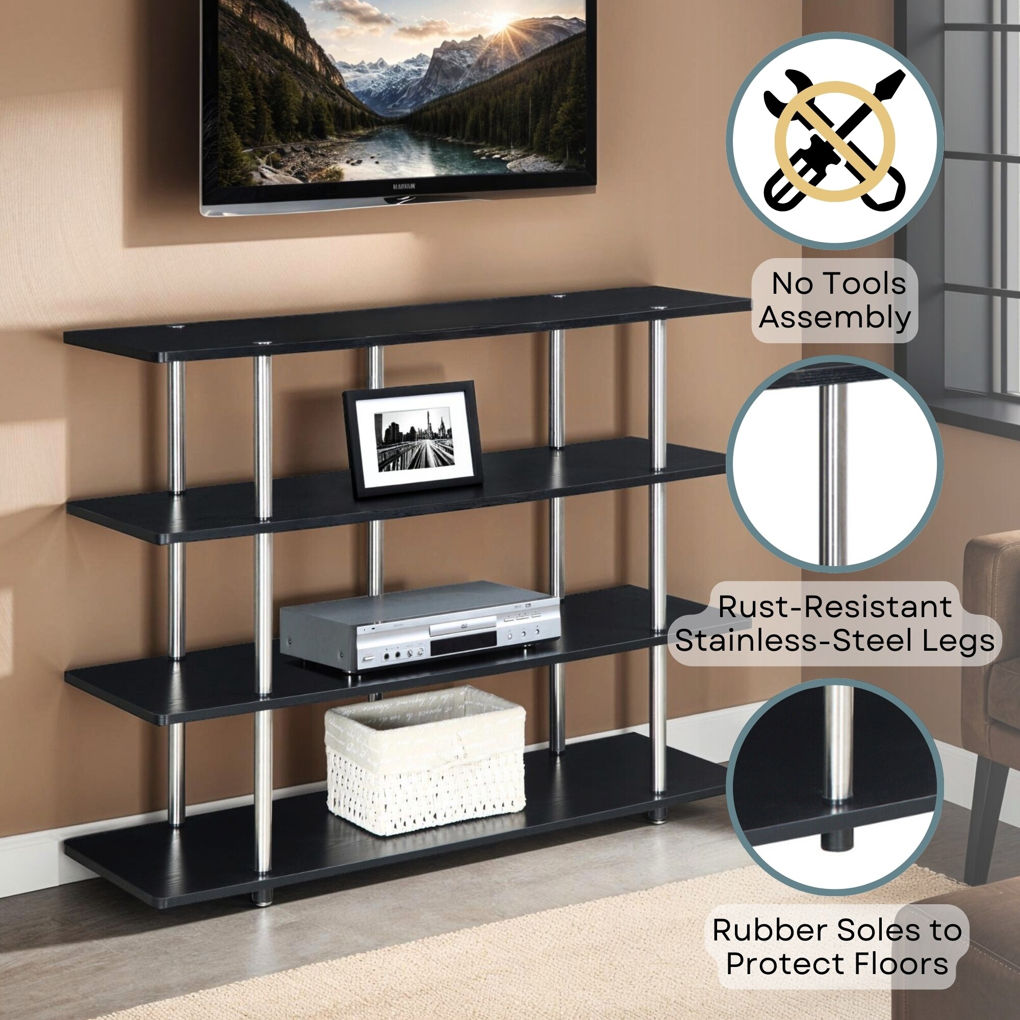 Convenience Concepts Designs2Go XL 55 inch Highboy 4 Tier TV Stand On Sale Bed Bath Beyond 17765099