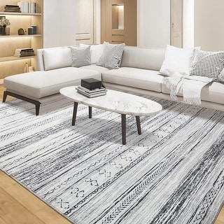 Area Rug Living Room-6x9 Washable Rug Floor Carpet for Bedroom-Grey - 6 ...