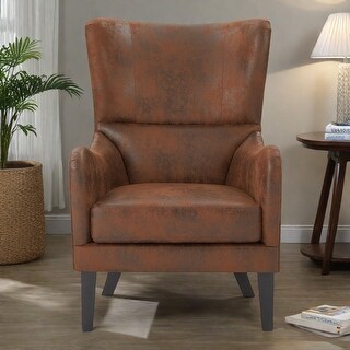 Polyester High-Back Wingback Armchair with Nailhead Trim, Foam-Pocket ...