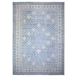 Shahbanu Rugs Ruddy Blue All Over Design Hand Knotted Pure Wool Vintage ...