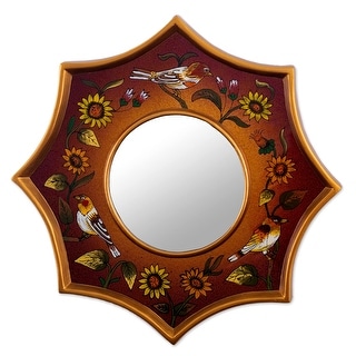 Novica Handmade Birds Of Peru In Russet Reverse-Painted Glass Wall ...