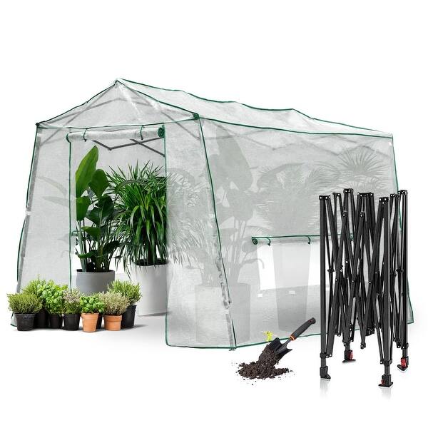 Walk-in Greenhouse 8.5Ft x 7Ft Pop-up Outdoor Green House Plant Roll-up ...