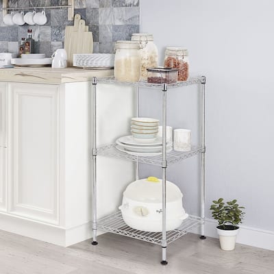 Black 3-Tier Black Wire Shelving Tower - Overstock - 36117761