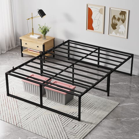 JustMallet Black Frame 18 inch Heavy Duty Steel Platform Bed By Crown ...