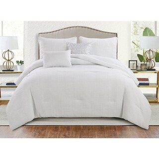 Dawn 5 Piece Metallic Dotted Lines Textured Design Comforter Set - Bed ...