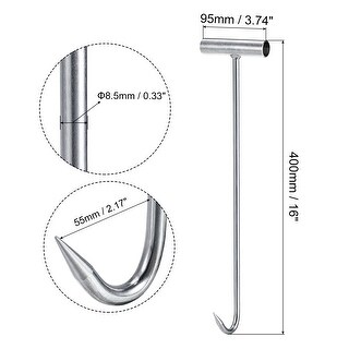16"(400mm) T-Handle Meat Boning Hook, Galvanized T Hooks for Butcher ...
