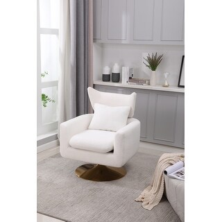 Swivel Lounge Sofa 360Swivel Barrel Chair w/ Curved Neck Brace, White ...