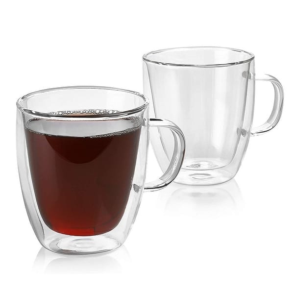 STP Goods Insulated Double Wall Tea Coffee Mug Cup Glass Set of 2 - Bed ...