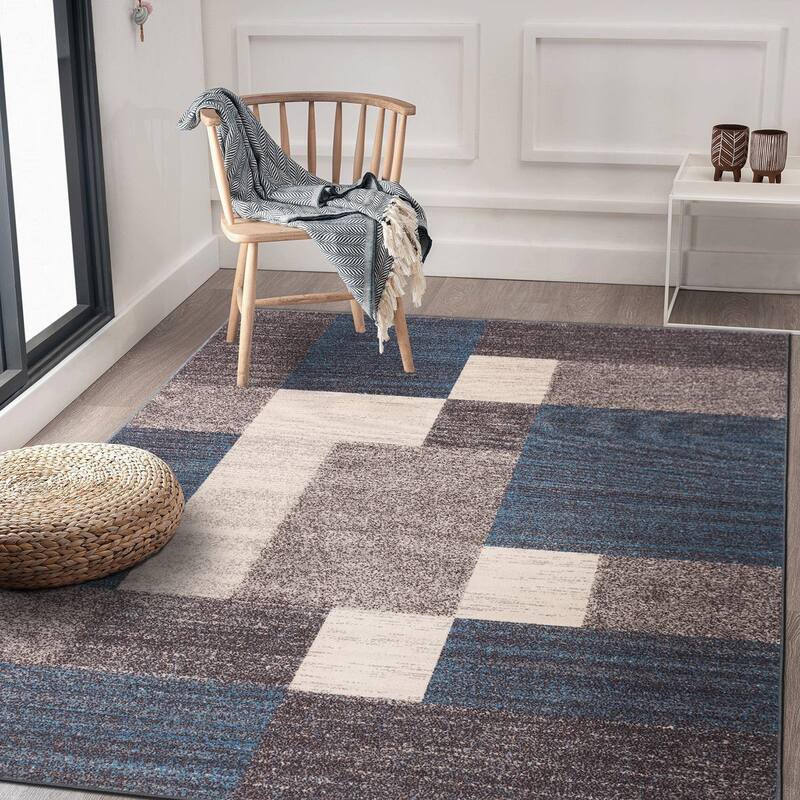 World Rug Gallery Modern Boxes Design Non-slip (Non-skid) Area Rug ...