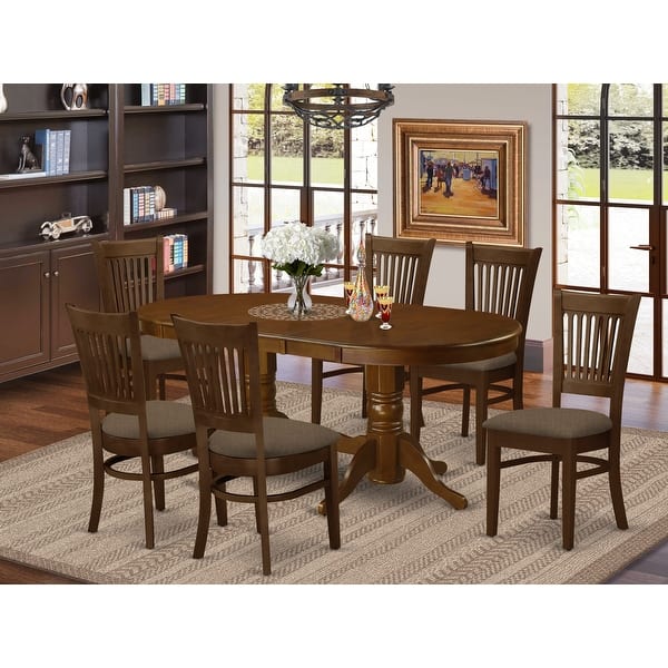 East West Furniture 7 Piece Dining Table Set- an Oval Wooden Table and ...