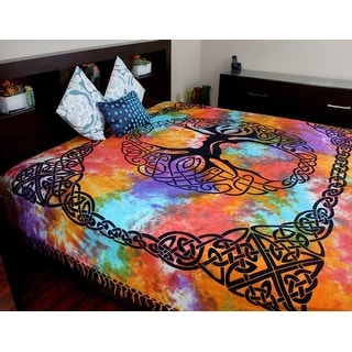 Cotton Celtic Tree of life Tablecloth Rectangle with Fringes - Bed Bath ...