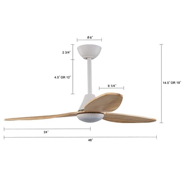 C Cattleya 48" 3 Blades DC Motor Plywood Integrated LED Ceiling Fan ...