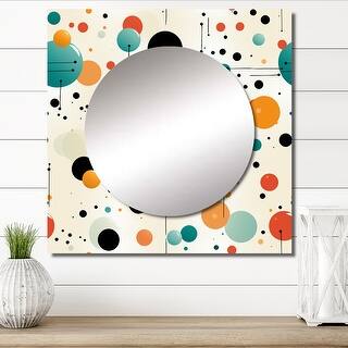 Designart "Blue And Black Fun Polka Dot Delights" Modern Wall Mirror ...