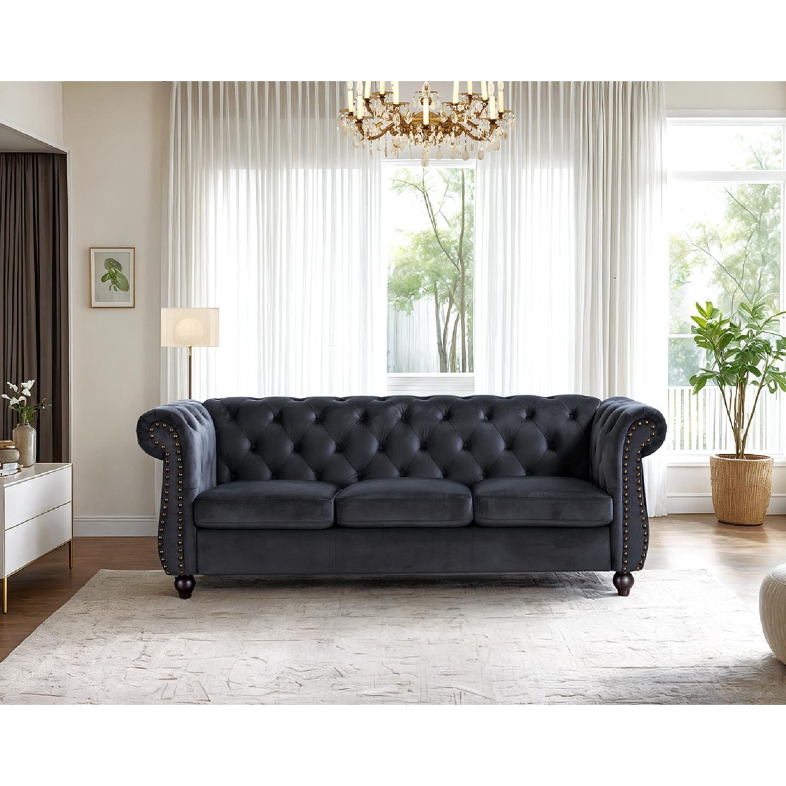 Modern velvet chesterfield sofa store