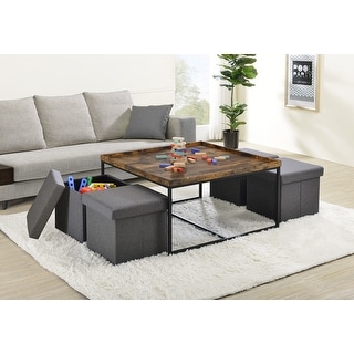 Vinny Wood Grain 5 Piece Coffee Table Set with Raised Edges - Bed Bath ...