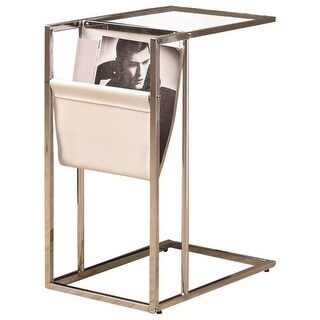 Offex White / Chrome Metal Accent Table with A Magazine Holder - Bed ...