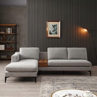 Grey Geometric 2pc Sectional Sofa Sets, L-shape Sectional Sofa w ...