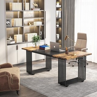 Modern Office Desk, 63" Large Executive Desk Computer Desk for Home ...