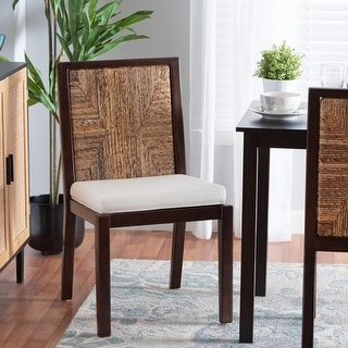 Joana Modern Bohemian Dark Brown Mahogany Wood and Natural Abaca Dining ...
