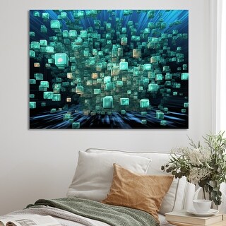 Designart "Matrix Galaxy Abstract Deep Blue And Turquoise" Abstract ...