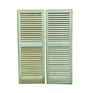 Solid Wood LOUVERED SHUTTERS, 1 PAIR (2 PCS), 15"(W) x 43"(H) - 43 ...
