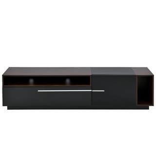 Entertainment Units Two-tone Design TV Stand with Silver Handles, Black ...