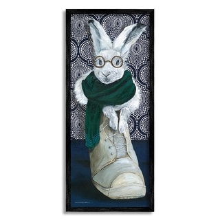 Stupell Bundled White Rabbit Glasses Inside Winter Boot Framed Wall Art ...