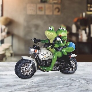 ICE ARMOR 10"W Frog Couple Riding Motorcycle Statue Funny Animal ...