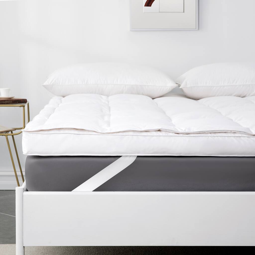 White Goose Feather Mattress Topper Feather Bed with Cotton Cover ...