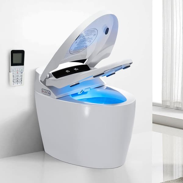 One-Piece Smart Toilet Bidet Elongated Dual Flush Foot Sensor - Bed ...