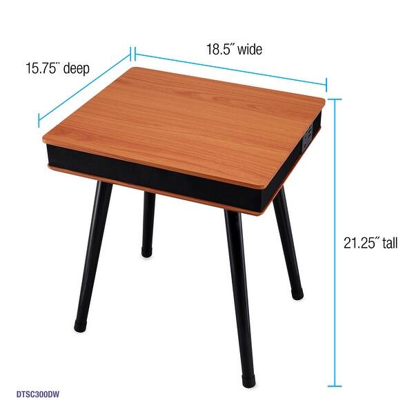 DecorTech Rectangular End Table with Bluetooth Speaker and USB Charging ...