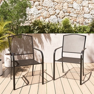 Clihome Patio Steel Mesh Dining Chair (Set of 2) - Bed Bath & Beyond ...