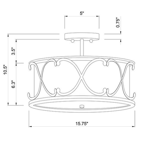 Kine Brown 3-Light Metal & Fabric Drum Semi-Flush Mount - Bed Bath ...