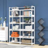 Stainless Steel Frame Bookshelf with Back&Side Panel, White - Bed Bath ...
