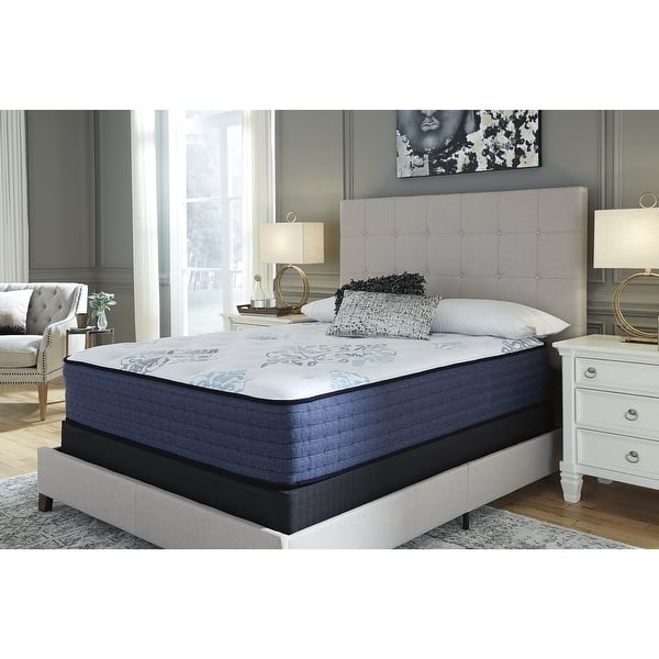 Signature Design by Ashley Mt Dana Euro Top White/Blue 2-Piece Mattress ...