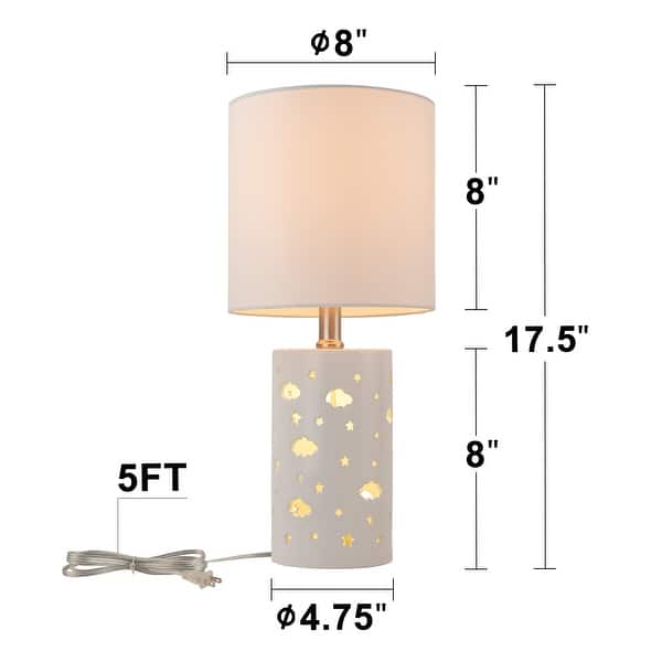 C Cattleya 17.5in 1-Light Starry Table Lamp with White Ceramic Base and ...