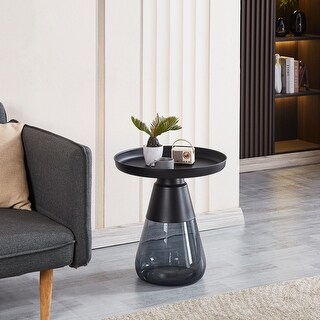 Small Round Sofa Table with Metal Base,Small Iron Accent Coffee Table ...