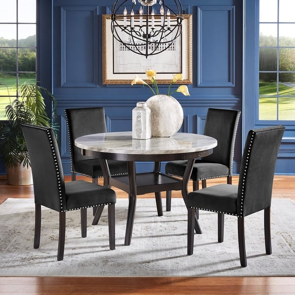 Balmforth White Faux Marble Round Dining Set by iNSPIRE Q Classic - On ...