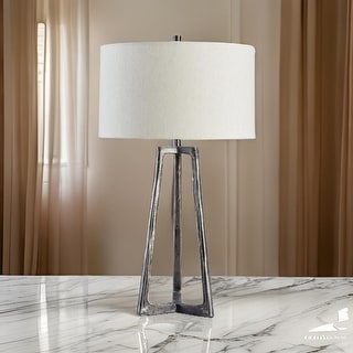 Nila 35 Inch Table Lamp, Pewter Gray Metal Base, 3 Way Switch, Drum ...