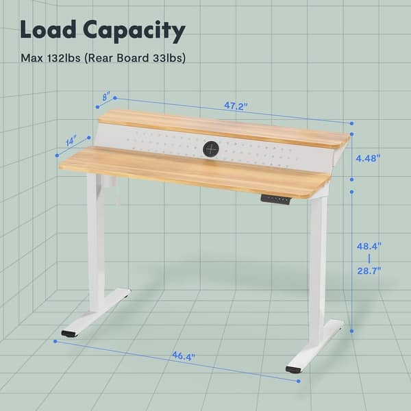 FlexiSpot 2-Tier Height Adjustable Electric Home Office Computer Desk ...