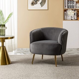 Modern Velvet Barrel Chair with Gold Legs, Comfy Upholstered Accent ...