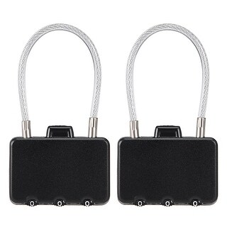 3 Digit Combination Padlock, 3mm Wire Shackle Luggage Code Lock Black ...