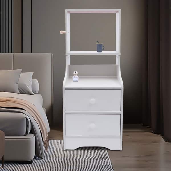 Bedside Table with 2 Storage Drawers Tall Bed End Table For Bedroom ...