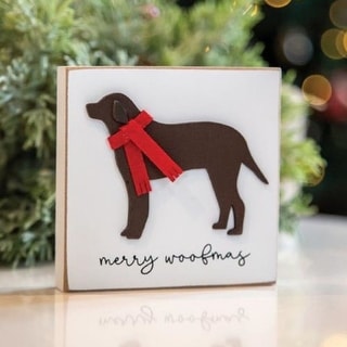 Merry Woofmas Dog Block - 4"W x 4"H x 0.75"H - Bed Bath & Beyond - 36929999