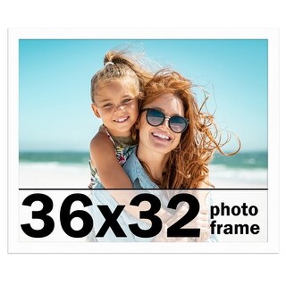 36x32 Frame White Solid Wood Picture Frame Includes UV Acrylic Shatter ...
