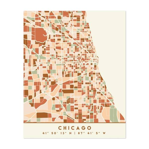 Chicago Illinois Maps City Cityscape Coordinates Art Print/Poster - Bed ...
