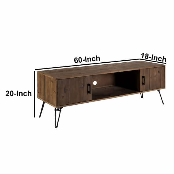 60 Inch Reclaimed Wood TV Stand, Two Door Media Console TV Cabinet with ...