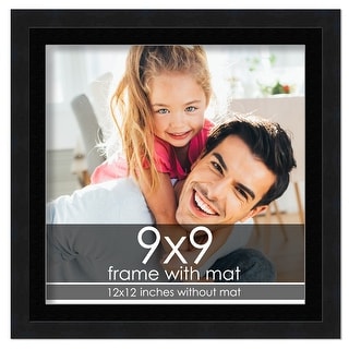 9x9 Frame with Mat - Black 12x12 Frame Wood Made to Display Print or ...