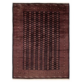 ECARPETGALLERY Hand-knotted Finest Peshawar Bokhara Black Wool Rug - 9 ...