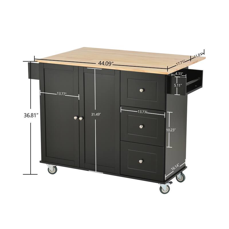 Nestfair Rolling Mobile Kitchen Island with Solid Wood Top and Locking ...